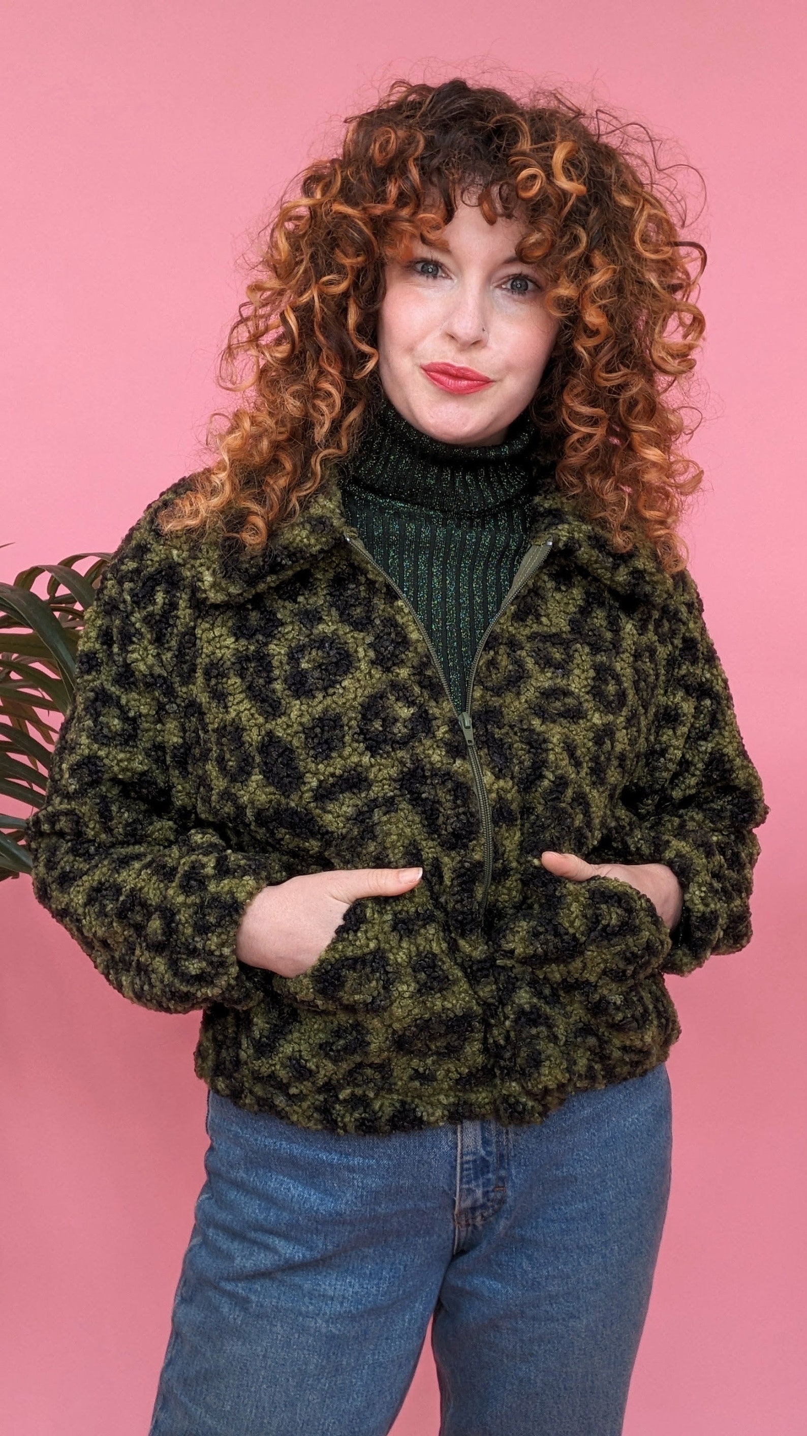 Green Leopard Borg Box Jacket - Etsy