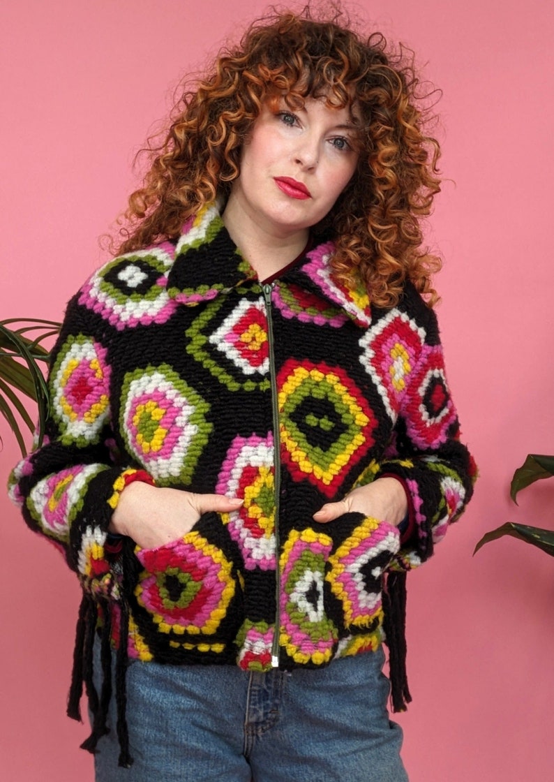 Crochet Trophy Jacket in Black Multi - Etsy