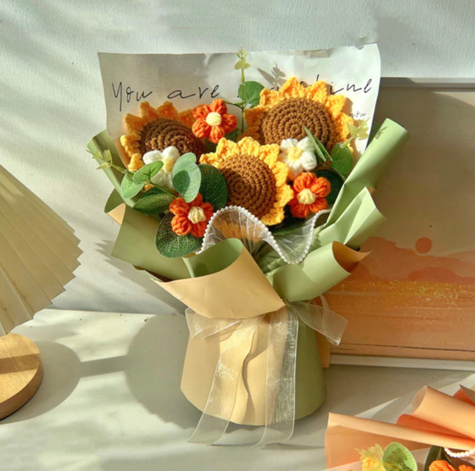 Personalized Handmade Crochet Flower Bouquet - Sunflower Bouquet, Hand ...