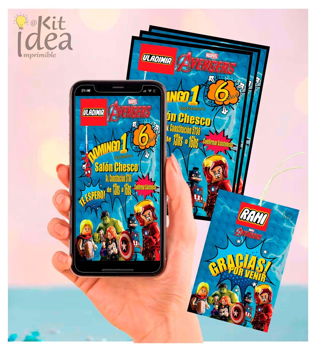 Printable Kit Digital Invitation Avenger Marvel Superhero Building ...