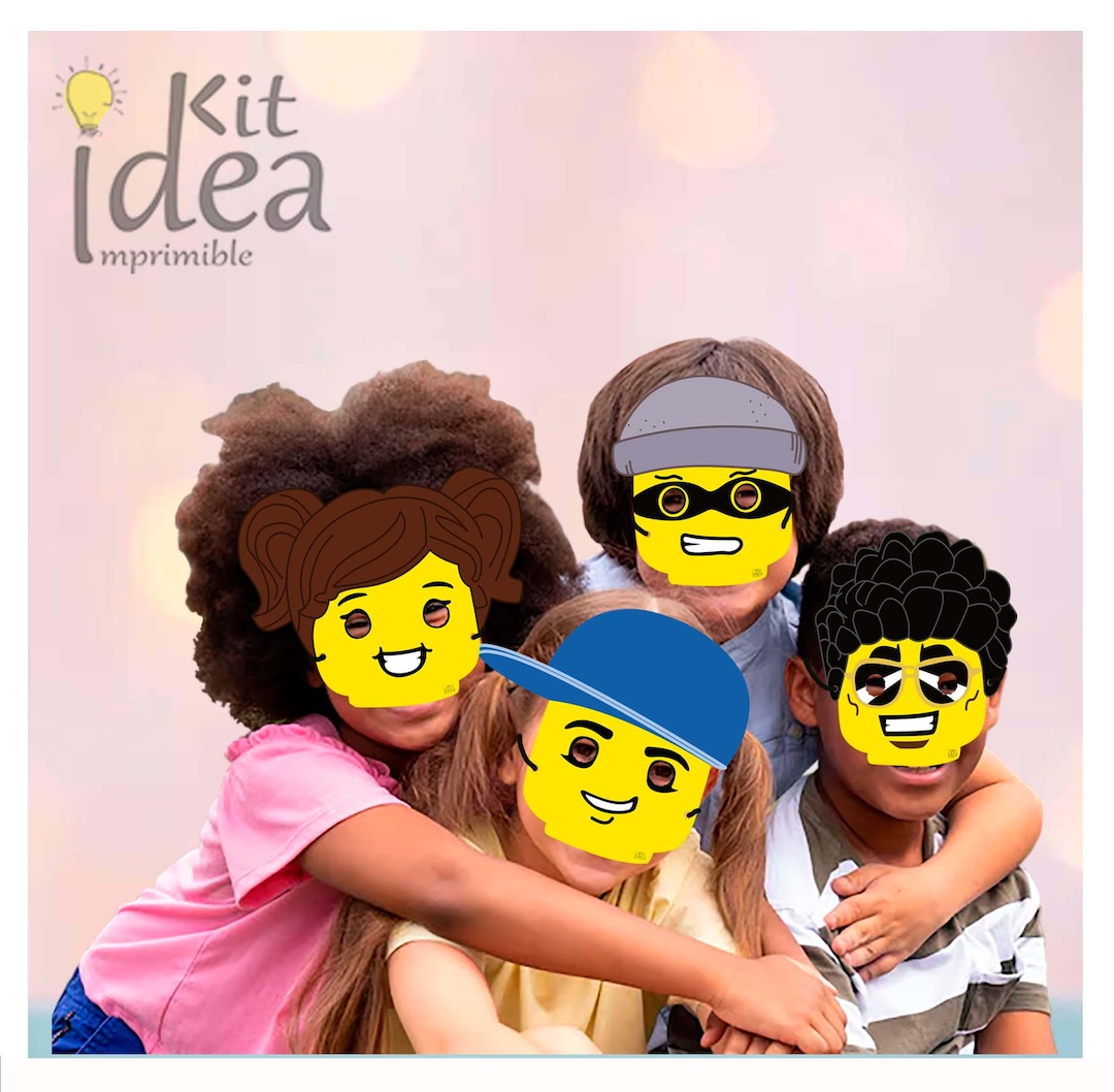 Printable Building Bricks Mask Party Favor Kit - Blocks Mask for Kids ...