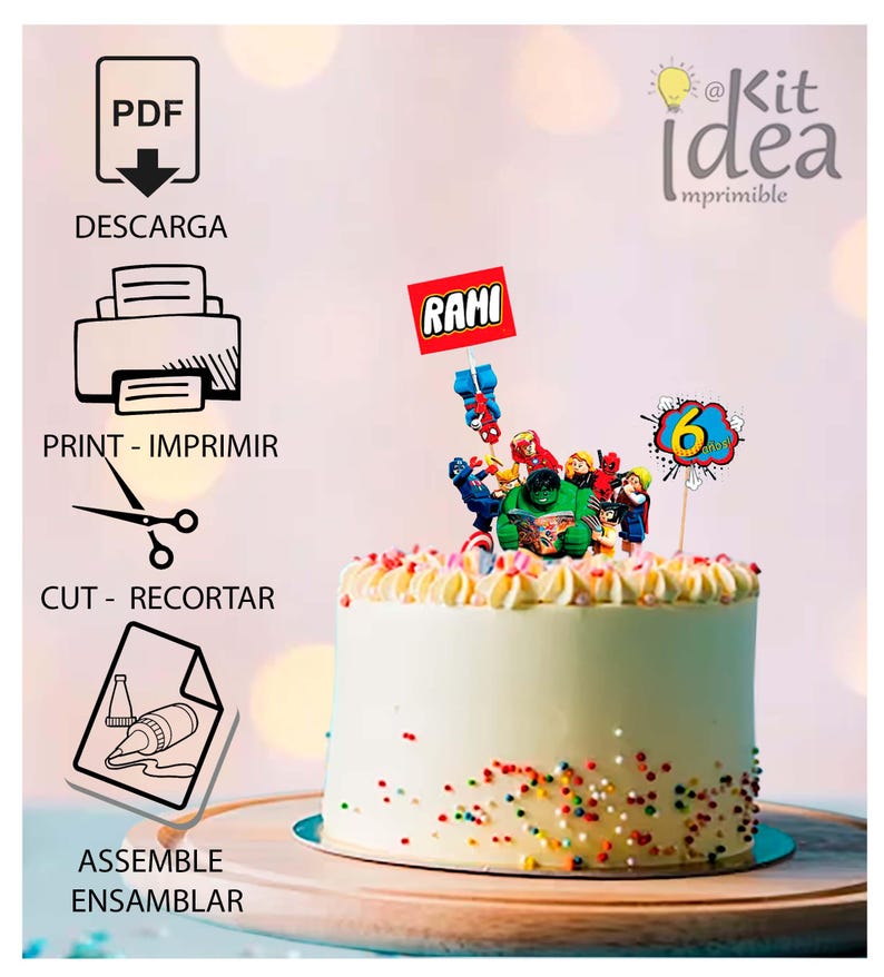 Printable Kit Avenger Building Block Superheroes Cake Topper ...