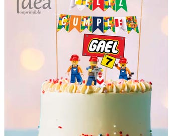 Printable Building Blocks Cake Topper Kit - Customized - Etsy