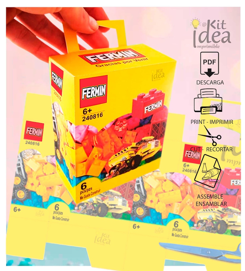 Printable Kit Building Block Candy Box Personalized Souvenir Candy Box ...