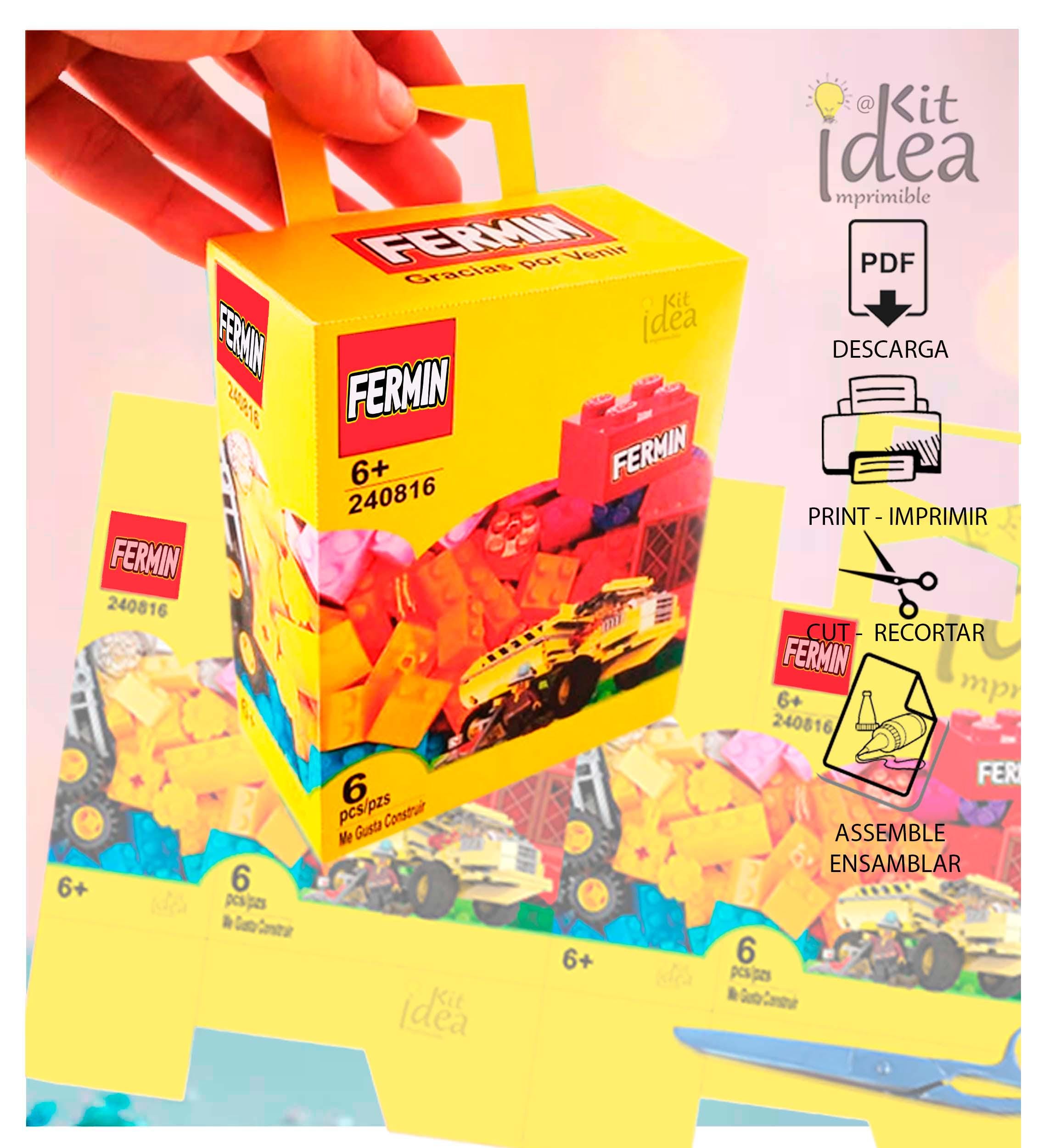 Printable Kit Building Block Candy Box Personalized Souvenir Candy Box ...