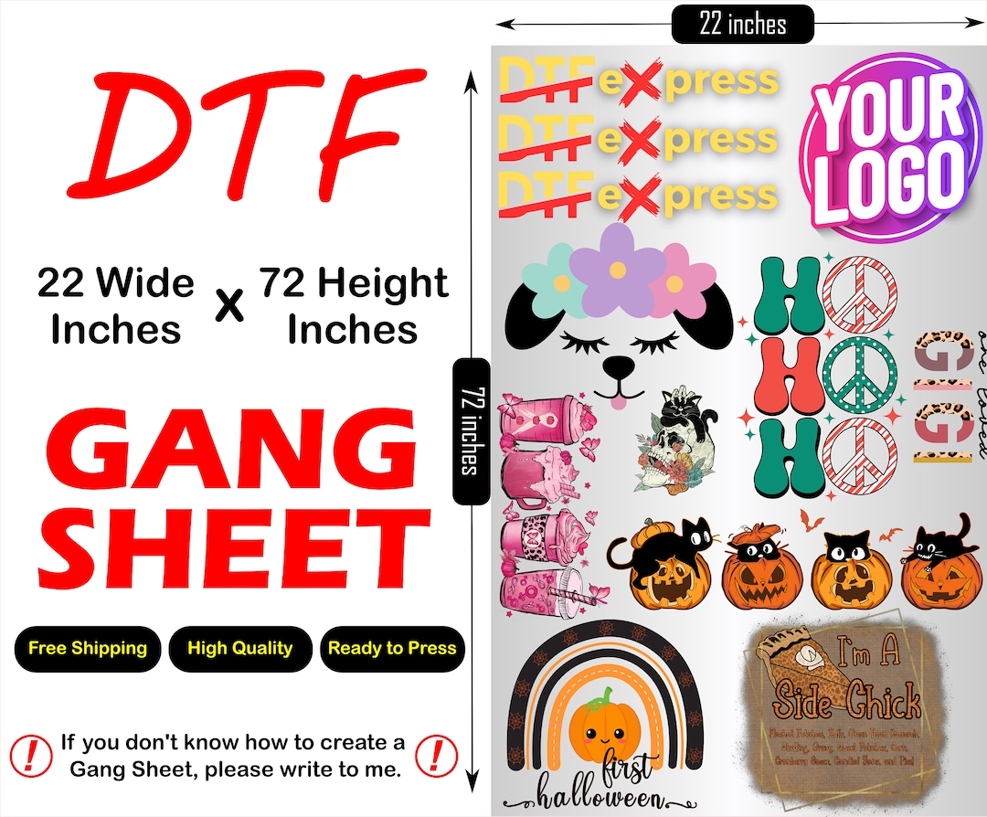 72 Inches DTF Gang Sheet Full Color Custom Dtf Transfer, Dtf Print, DTF ...