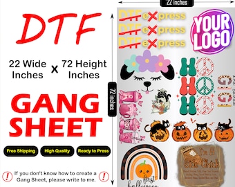 DTF Gang Sheet, Custom DTF Transfers, Wholesale Gang, Bulk DTF Sheets, Ready to Press, Direct to ...