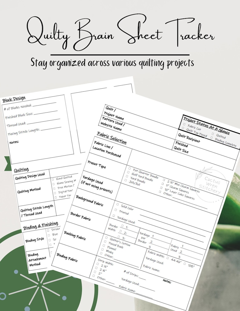 Digital Download Organizer for Quilting Projects - PDF Quilt Progress ...