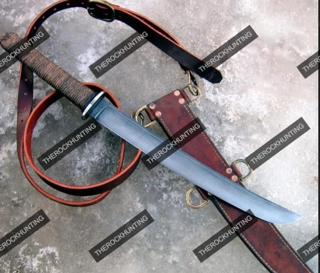 Custom Handmade Carbon Steel Hunting Bush Waki Viking Sword Survival ...