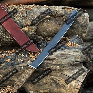 Custom Handmade Carbon Steel Hunting Bush Waki Viking Sword Survival ...