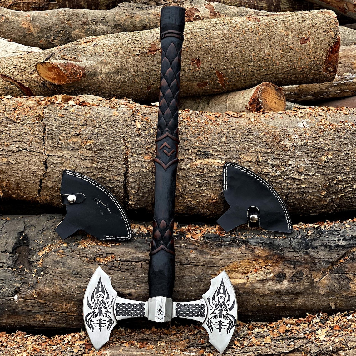 Hand-forged Viking Battle Axe – Custom Carbon Steel Axe With Engraved ...