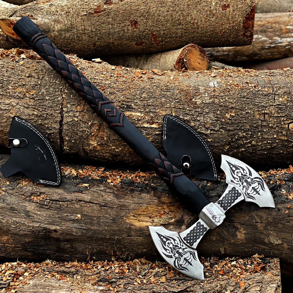 Hand-forged Viking Battle Axe – Custom Carbon Steel Axe With Engraved ...