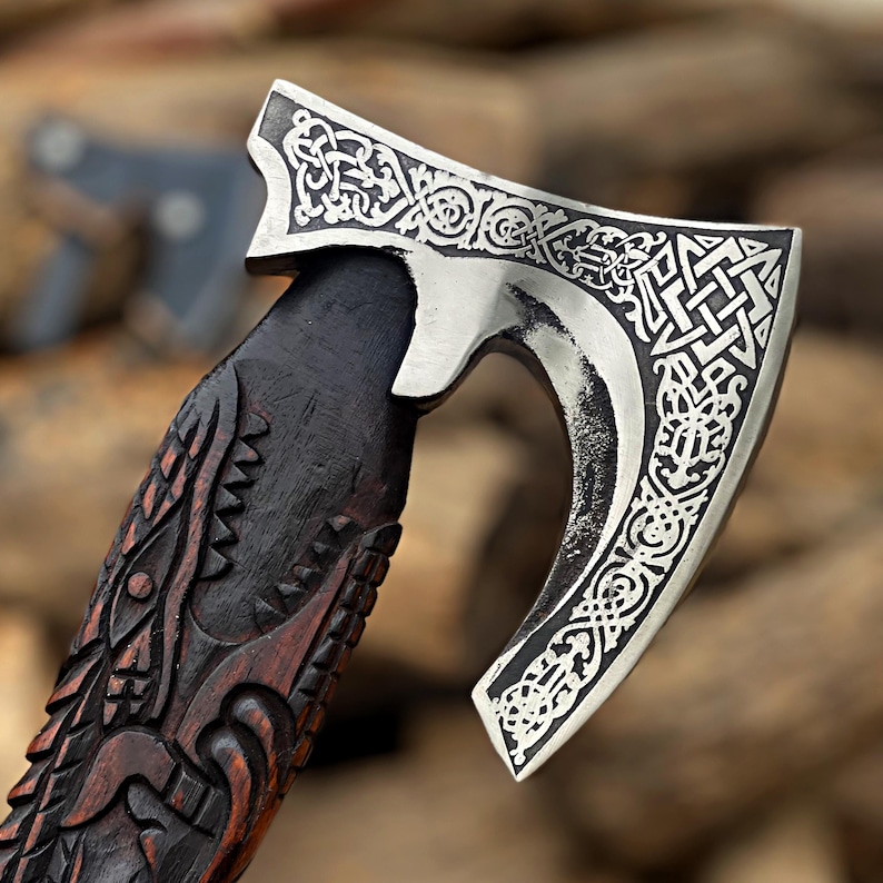Custom RAGNAR Viking Axe With Leather Sheath | 20 Inches Hand Forged ...