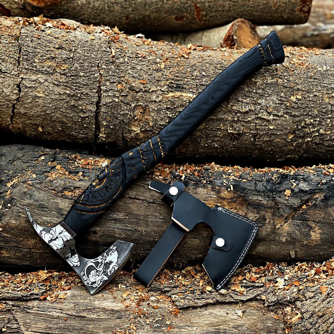 Viking Axe, Handmade High Carbon Steel Viking Dragon Axe, Legendary ...
