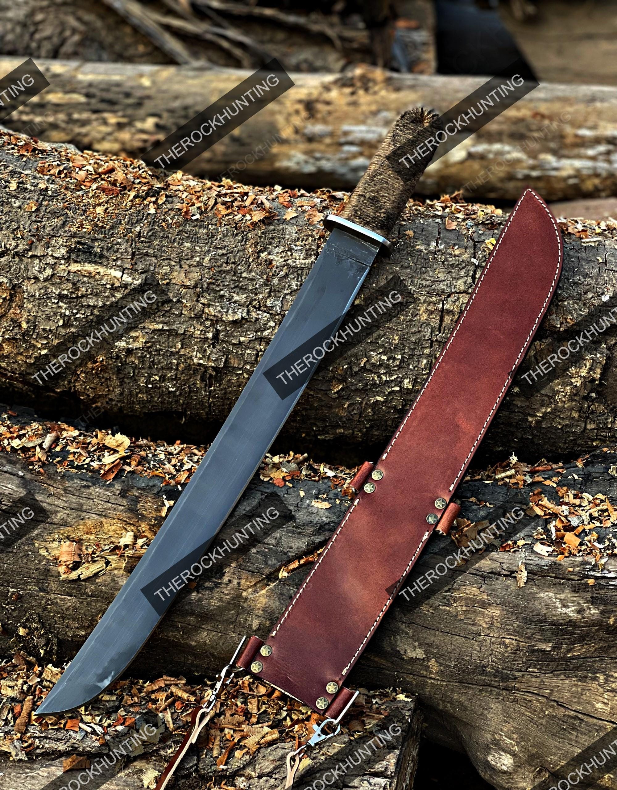 Custom Handmade Carbon Steel Hunting Bush Waki Viking Sword Survival ...