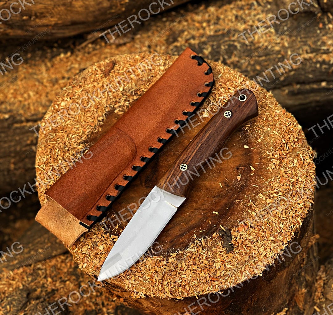Handcrafted Bushcraft Knife With Wooden Handle & Full Tang Blade - Etsy