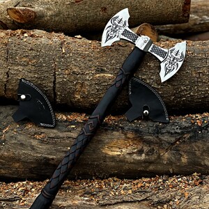 Hand-forged Viking Battle Axe – Custom Carbon Steel Axe With Engraved ...