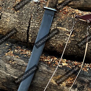Custom Handmade Carbon Steel Hunting Bush Waki Viking Sword Survival ...