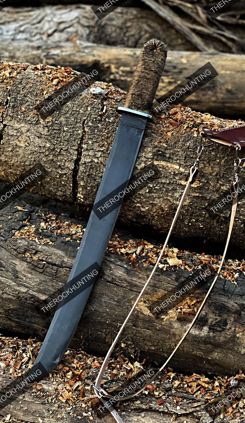 Custom Handmade Carbon Steel Hunting Bush Waki Viking Sword Survival ...