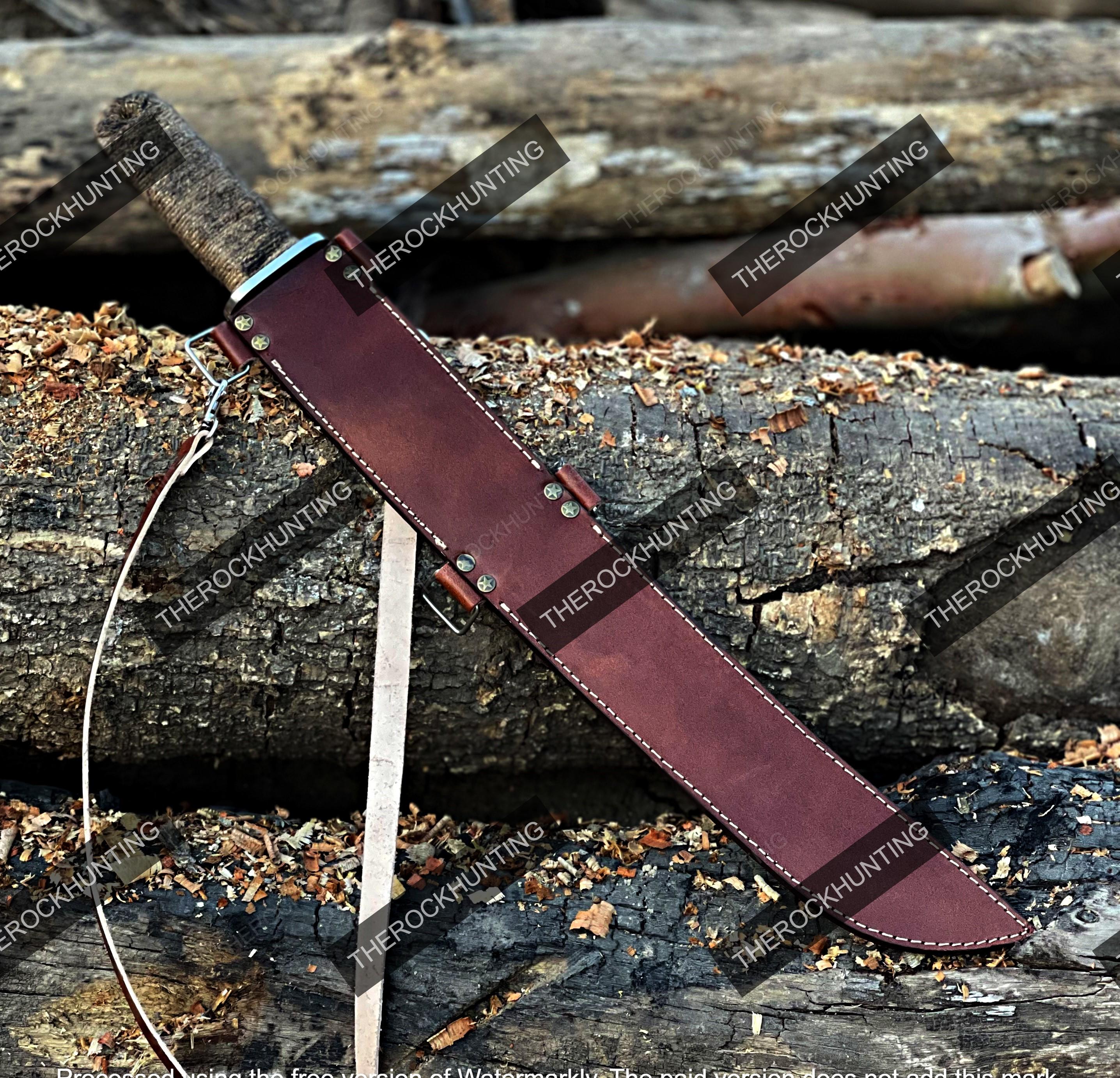 Custom Handmade Carbon Steel Hunting Bush Waki Viking Sword Survival ...