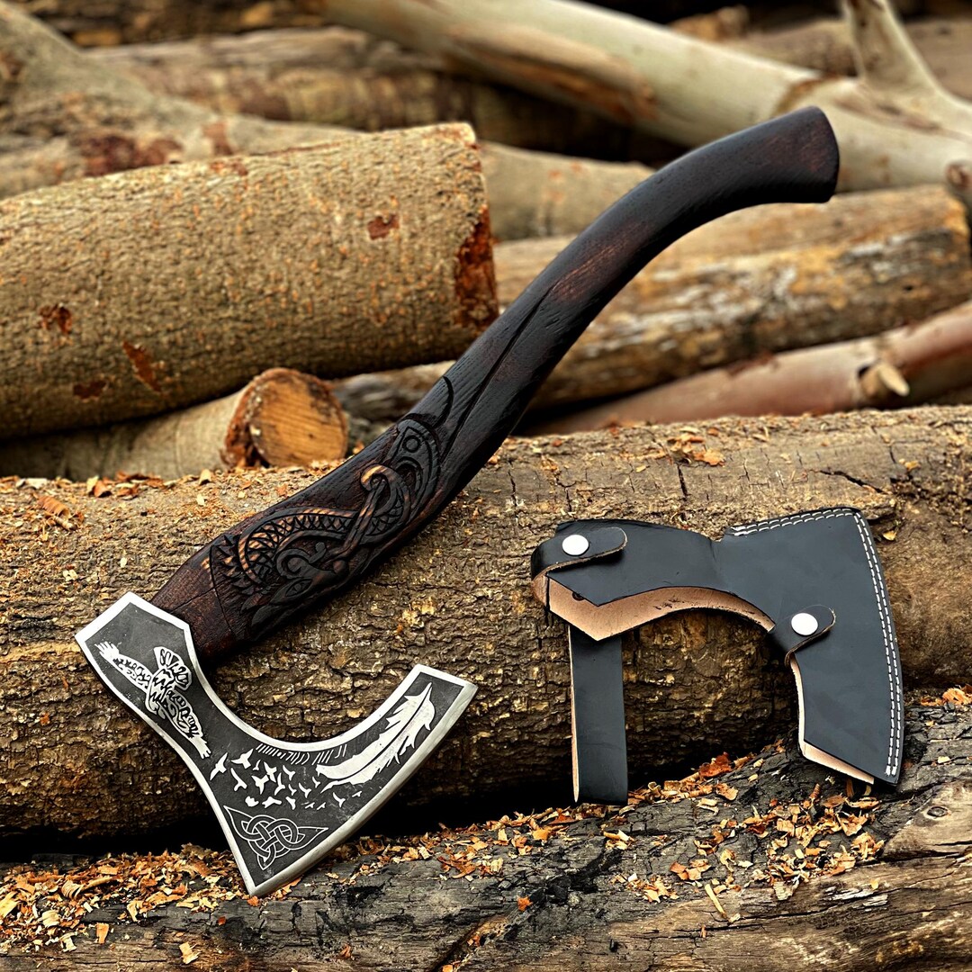 Engraved Custom Axe With Wooden Box Viking Axe Gift Idea Hand Forged ...