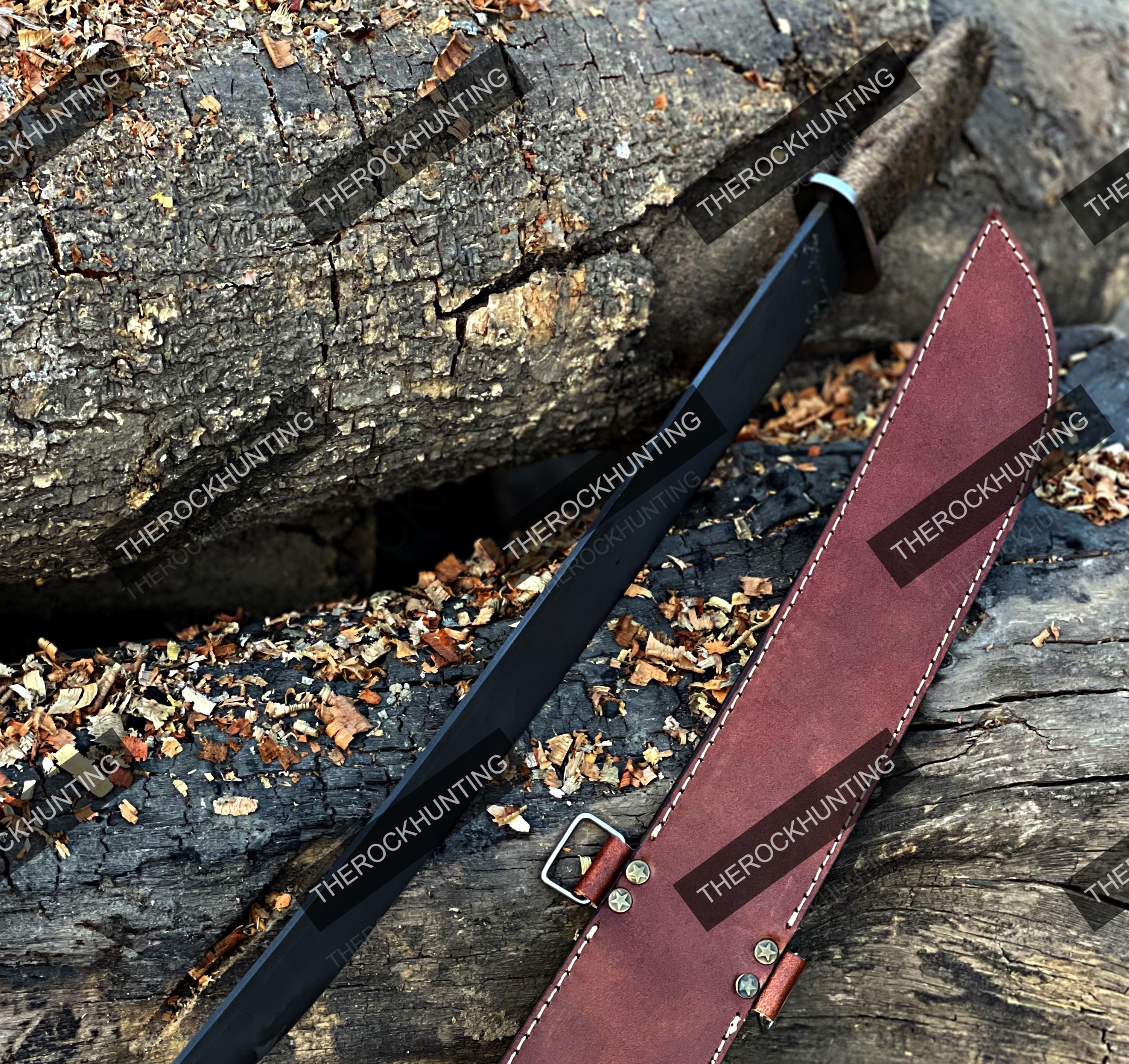 Custom Handmade Carbon Steel Hunting Bush Waki Viking Sword Survival ...