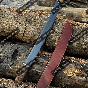 Custom Handmade Carbon Steel Hunting Bush Waki Viking Sword Survival ...