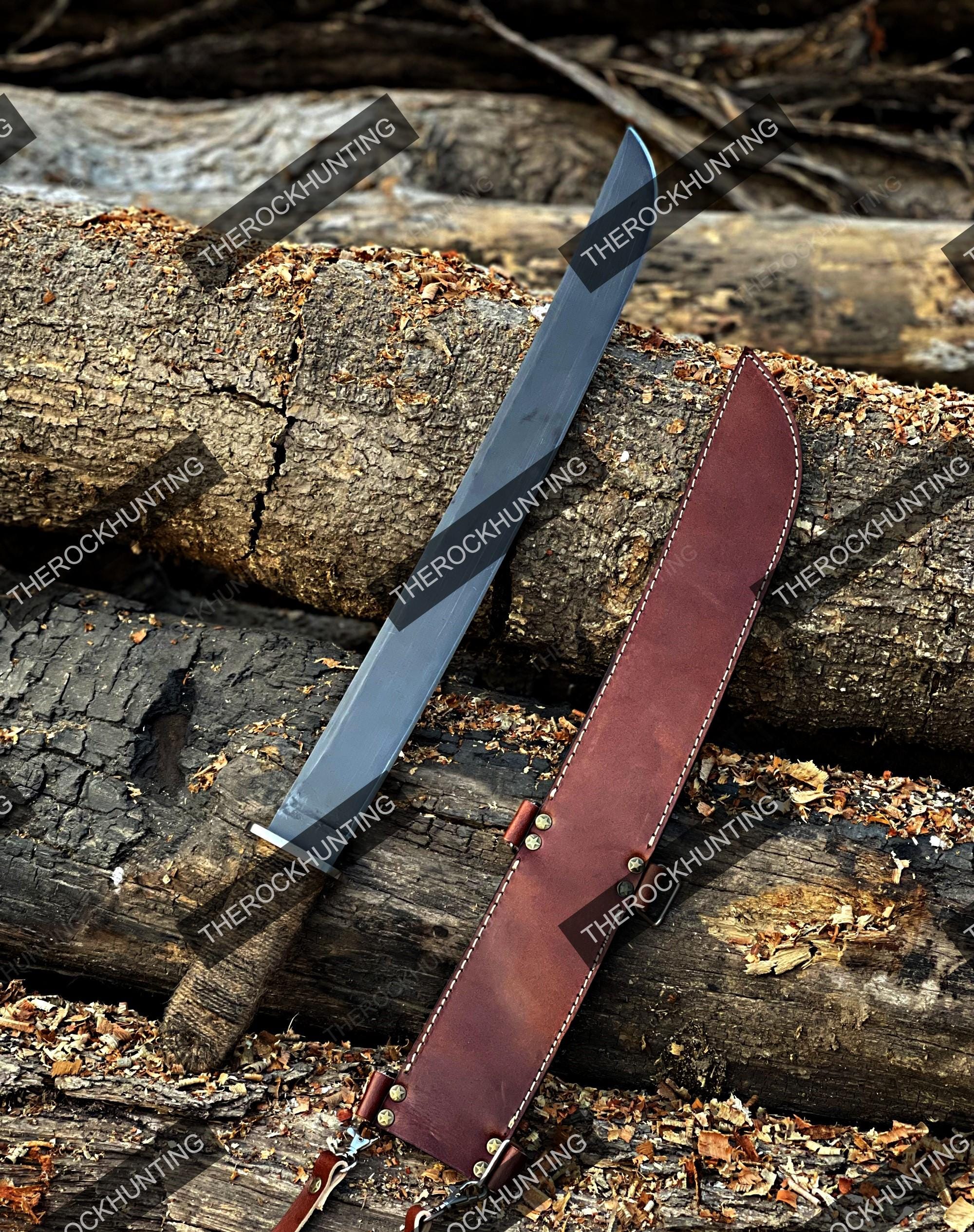 Custom Handmade Carbon Steel Hunting Bush Waki Viking Sword Survival ...