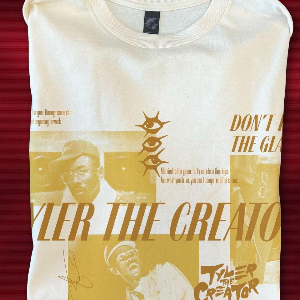 Tyler the Creator Inspired Indie Rap Graphic Tee | Gold Collage Shirt ...