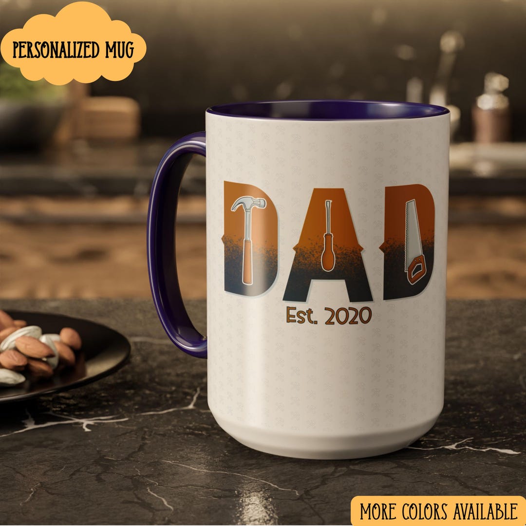 Personalized Dad Mug With Kids Name, 15oz, Dad's Tools Coffee Mug ...