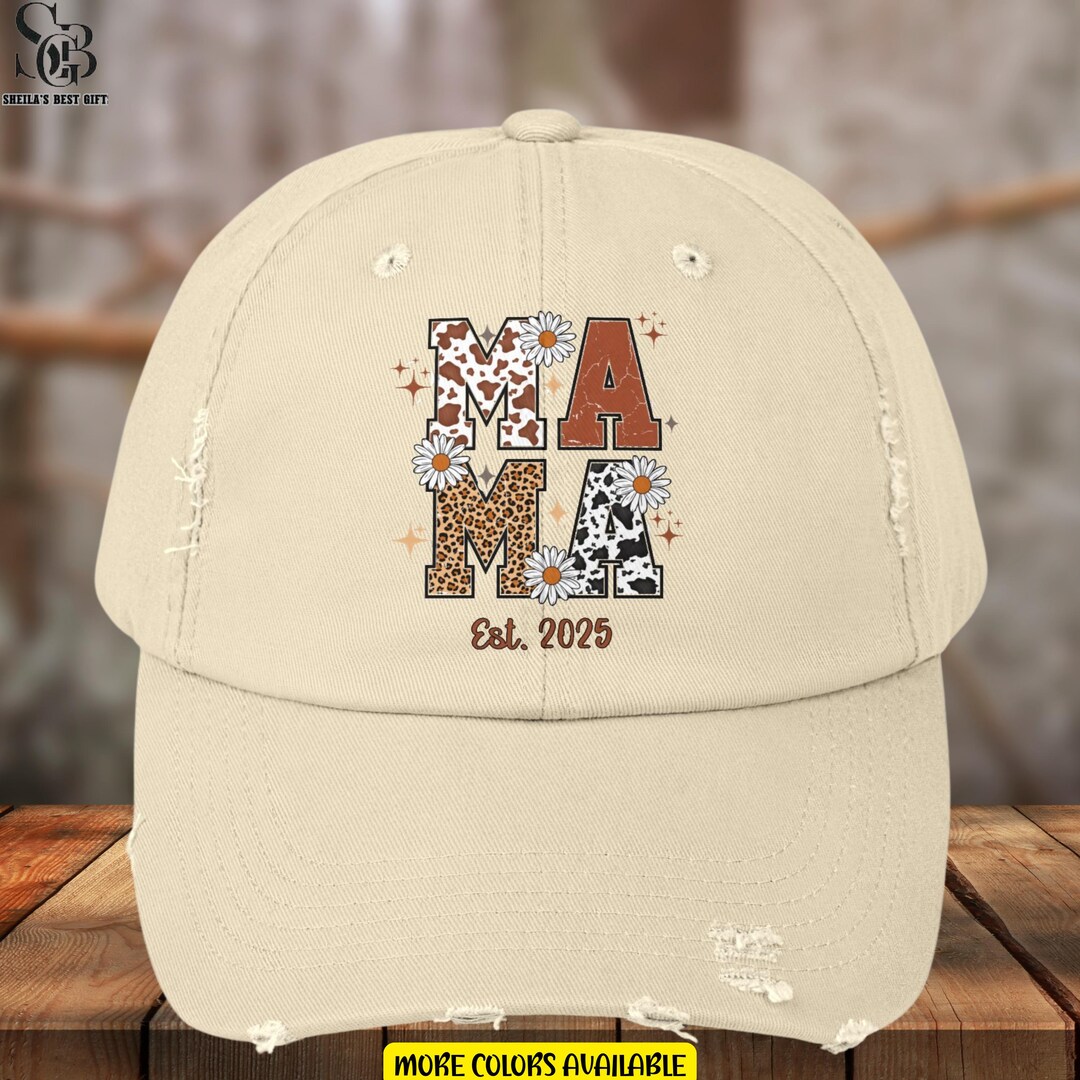 Custom Animal Print Mama Design Cap, Daisy Cap Gift for New Mom, Baby ...
