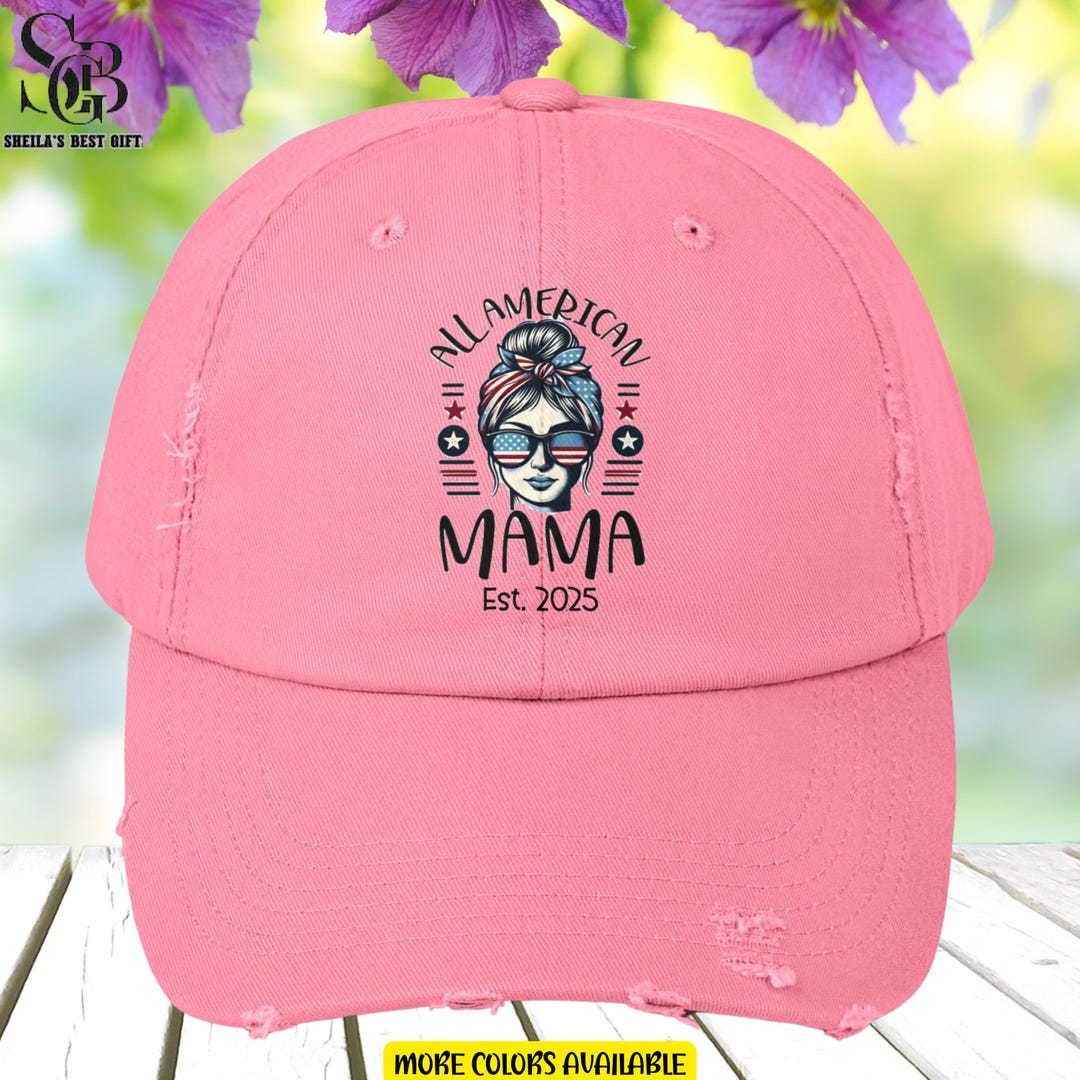 Custom All-american Mama Trendy Cap, Vintage Woman Style Hat, Casual ...