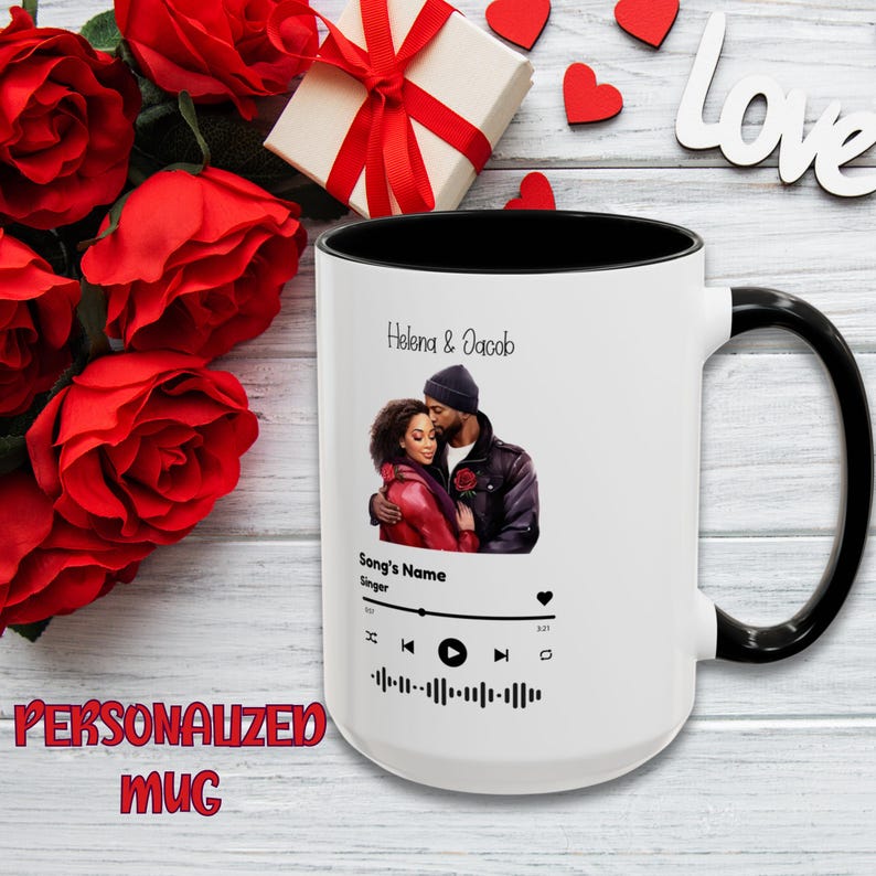 Personalized Photo Music Mug, Valentine's & Anniversary Photo Music Mug ...