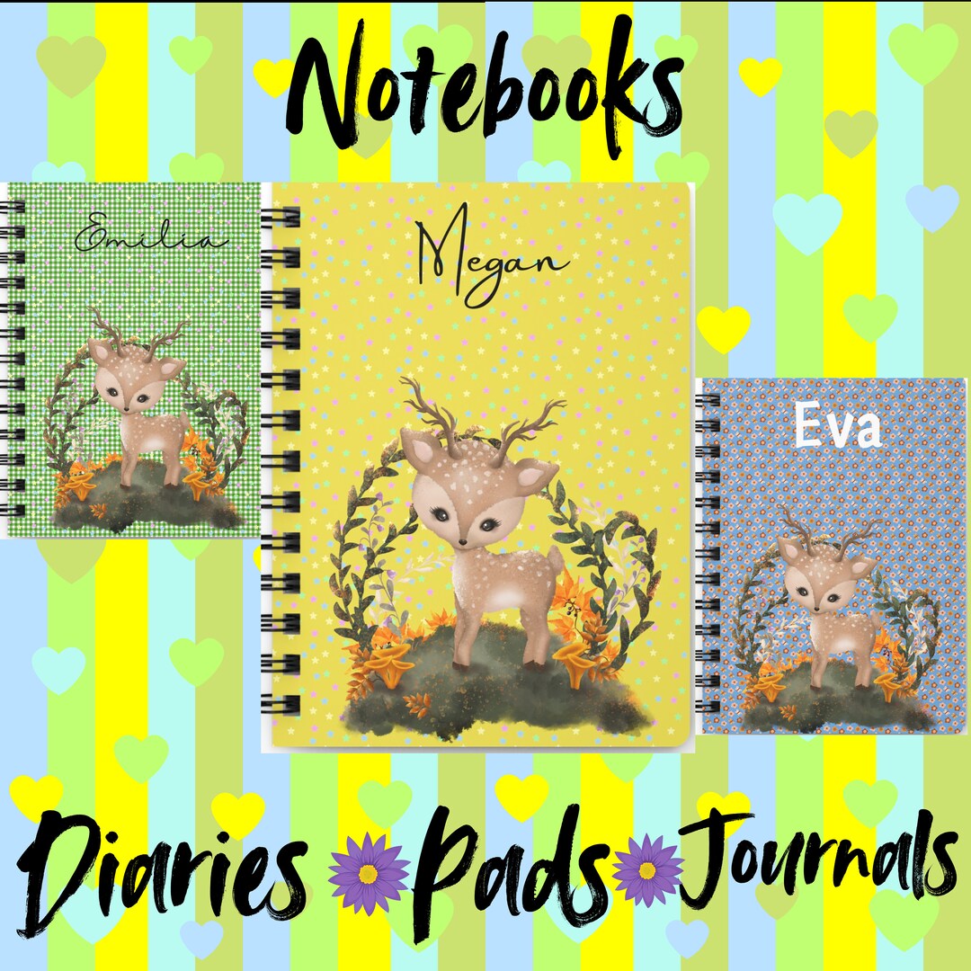 Custom Baby Deer Spiral Journal, Baby Deer Notebook Gift, Enchanted ...