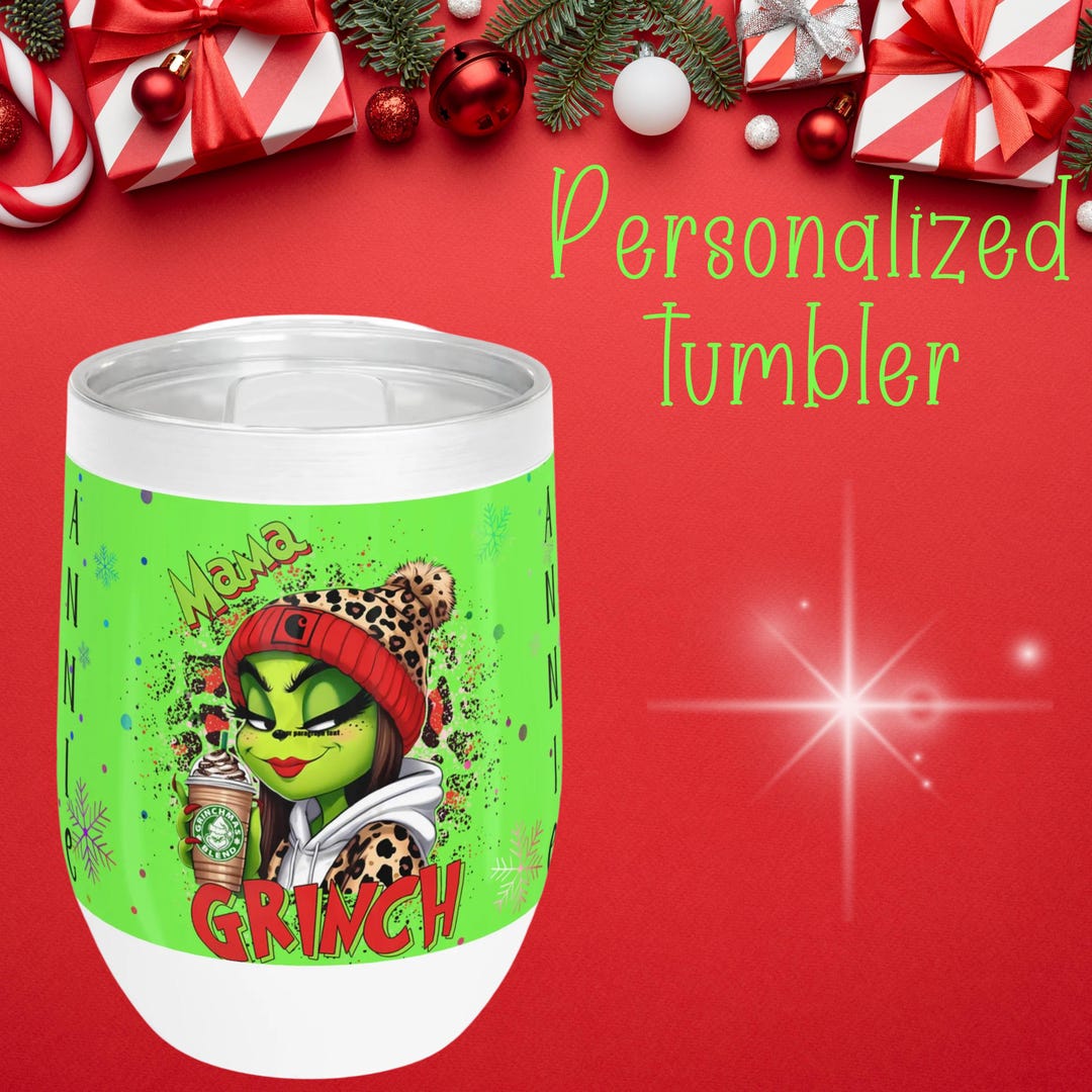 Funny Xmas Grinch Cold Drink Cup, Mama Grinch Tumbler, Green Grinch ...