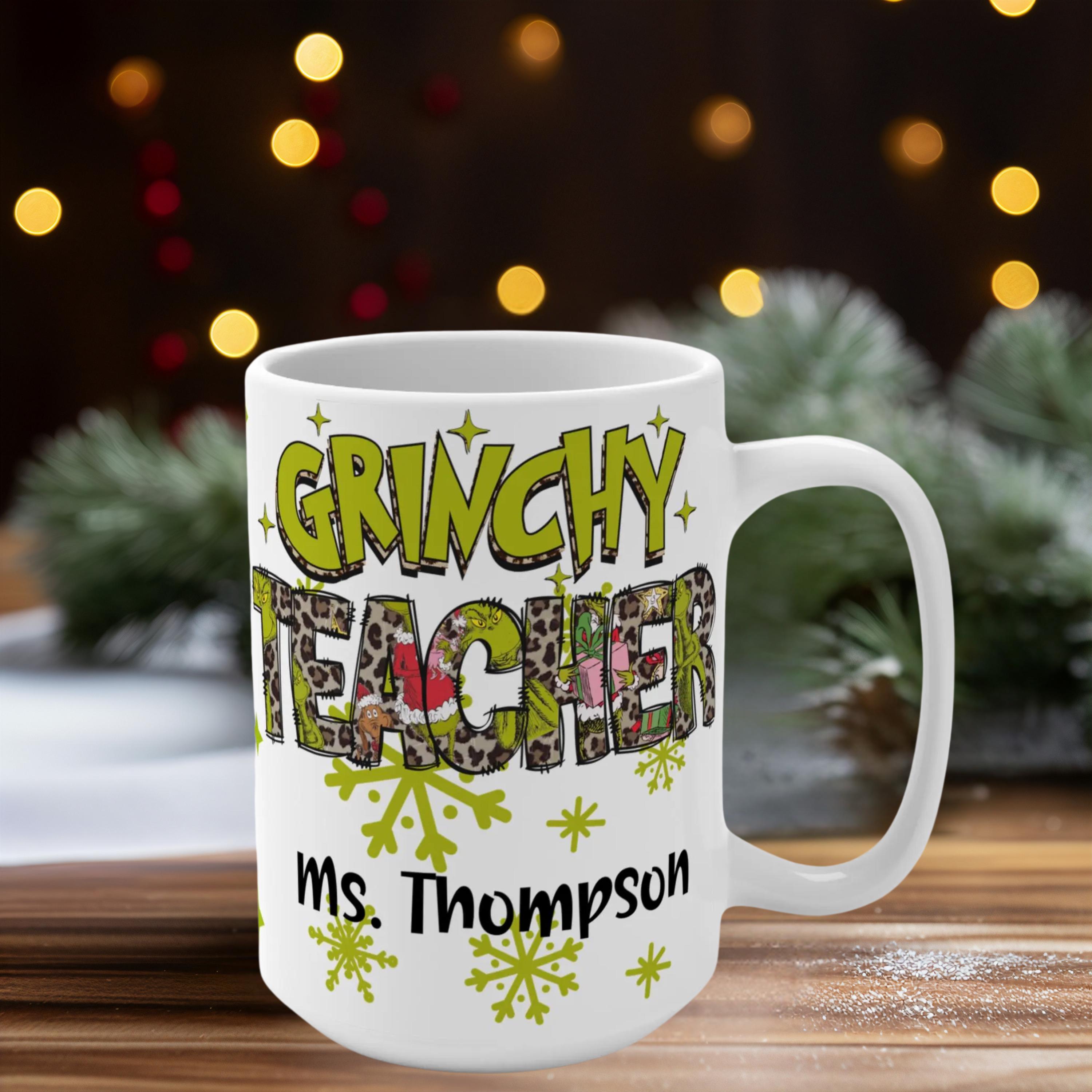 Grinchy Teacher Coffee Mug, Grinchy Today Mug, Grinch Animal Print ...