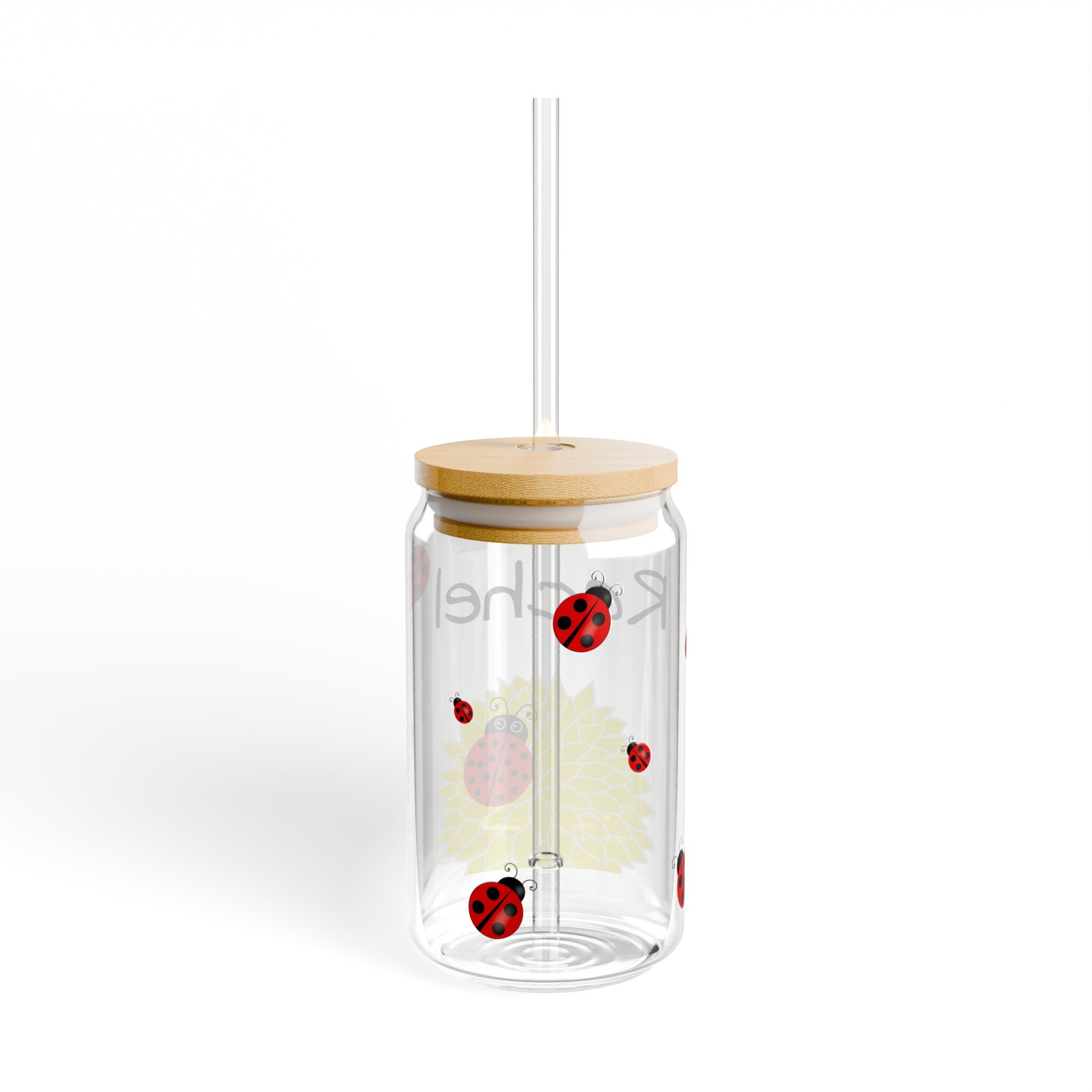 Lady Bug Sipper Glass for Iced Drink Glass Coffee Cup for Mom Custom ...