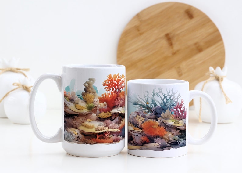 Coral Reef Coffee Mug: Watercolor Marine Life Design - Etsy UK