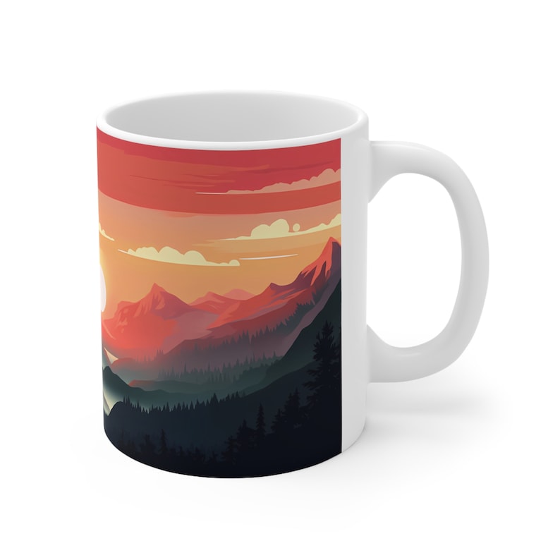 Sunset Mountain Coffee Mug Camping Mug Travel Adventure Design ...