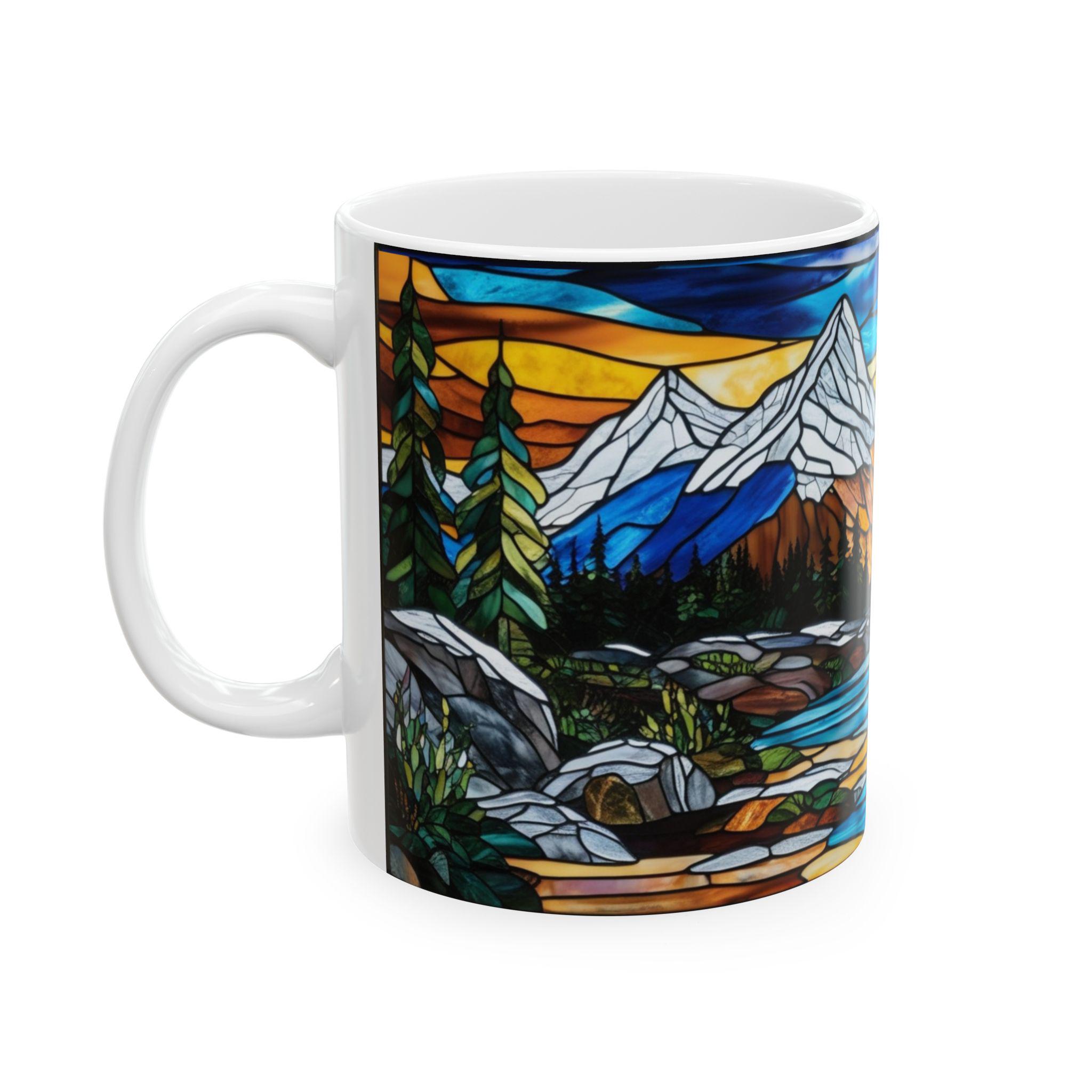Stained Glass Mountain Range Mug: Nature-inspired Ceramic Coffee Cup - Etsy