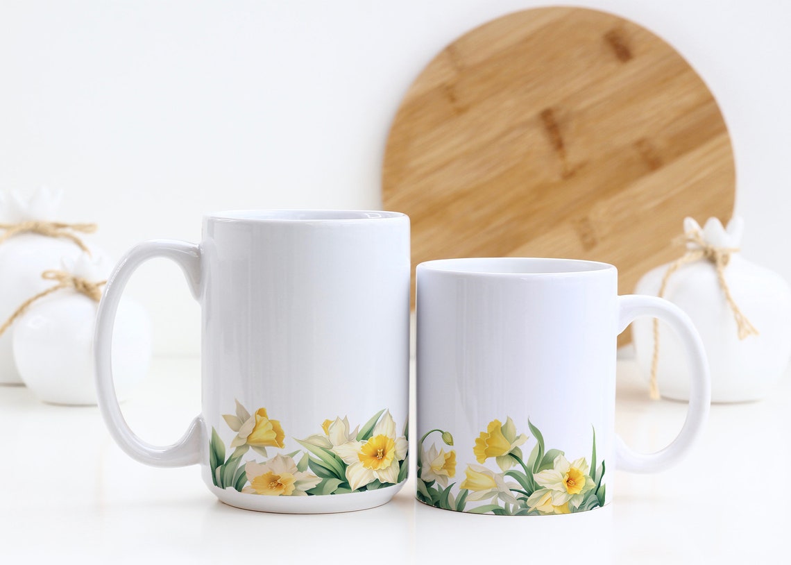 Charming Daffodils Mug, Enchanting Floral Cottagecore Mug, Botanical ...