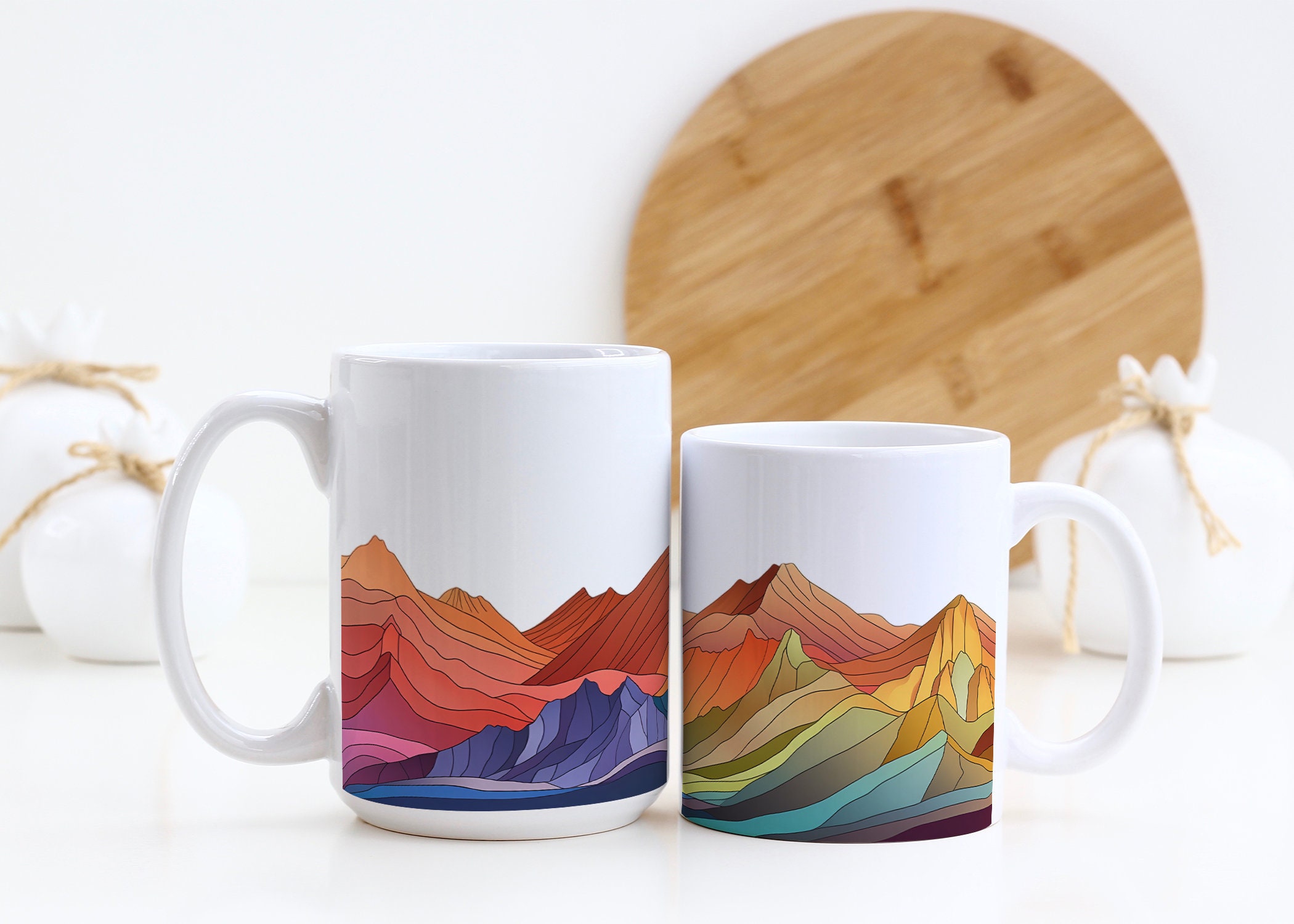 Colored Mountain Range Coffee Mug Nature Inspired Outdoor Design ...