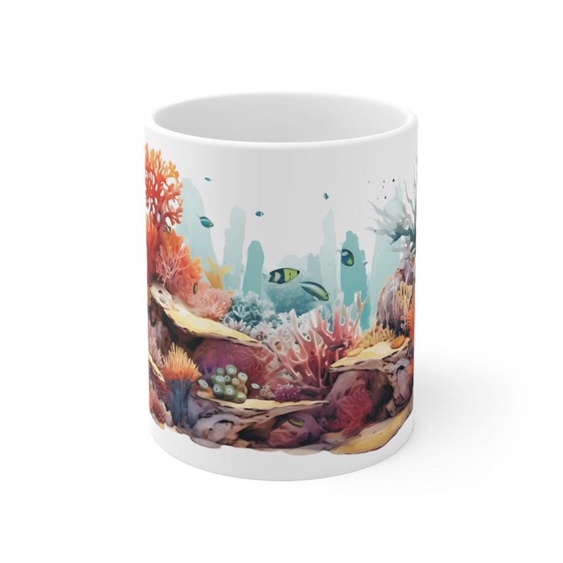 Coral Reef Coffee Mug: Watercolor Marine Life Design - Etsy UK