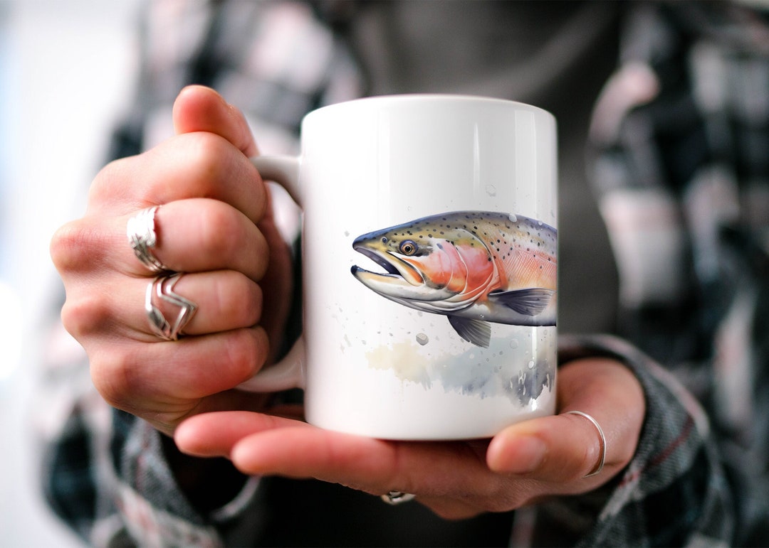 Salmon Coffee Mug: Watercolor Marine Life Design - Etsy