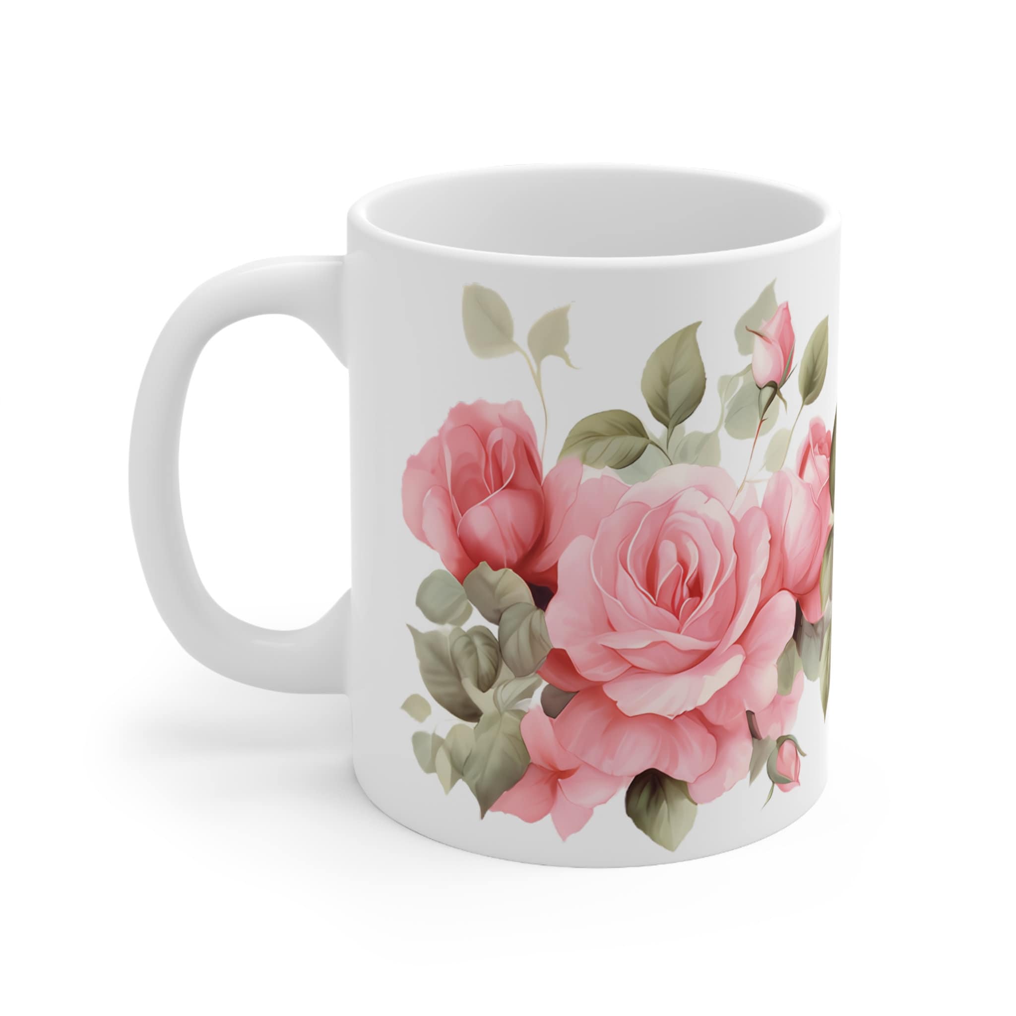 Enchanting Pink Roses Mug, Enchanting Floral Cottagecore Mug, Botanical ...
