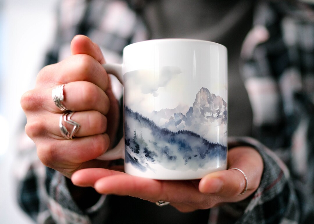 Alps Mountain Range Coffee Mug: Nature Inspired Watercolor Scene - Etsy
