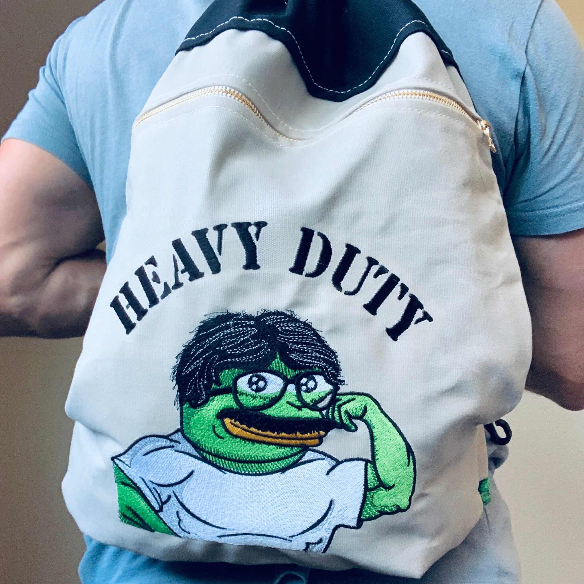 Black Heavy Duty Mike Mentzer Buff Pepe Drawstring Gym Backpack - Etsy