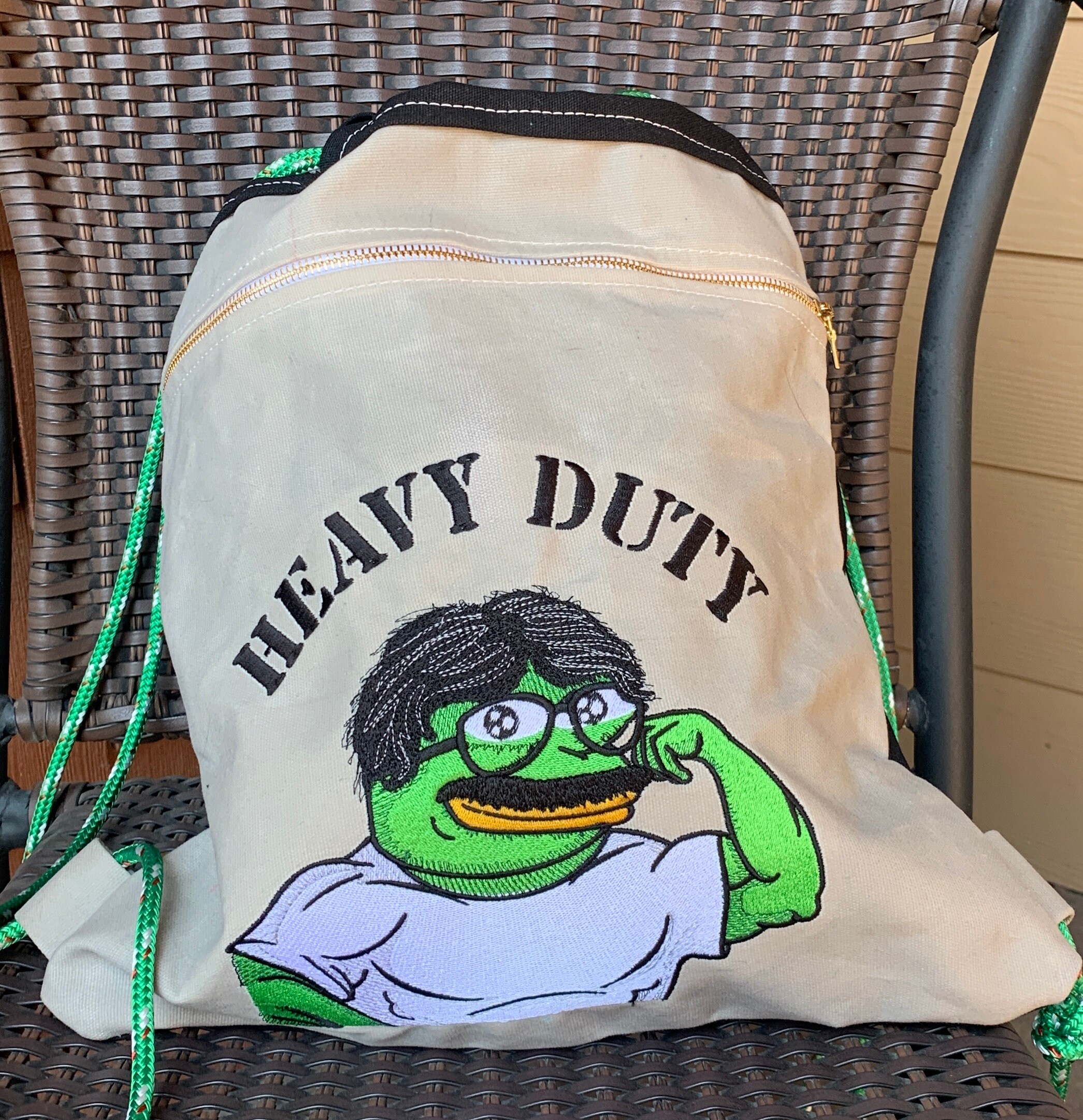 Black Heavy Duty Mike Mentzer Buff Pepe Drawstring Gym Backpack - Etsy