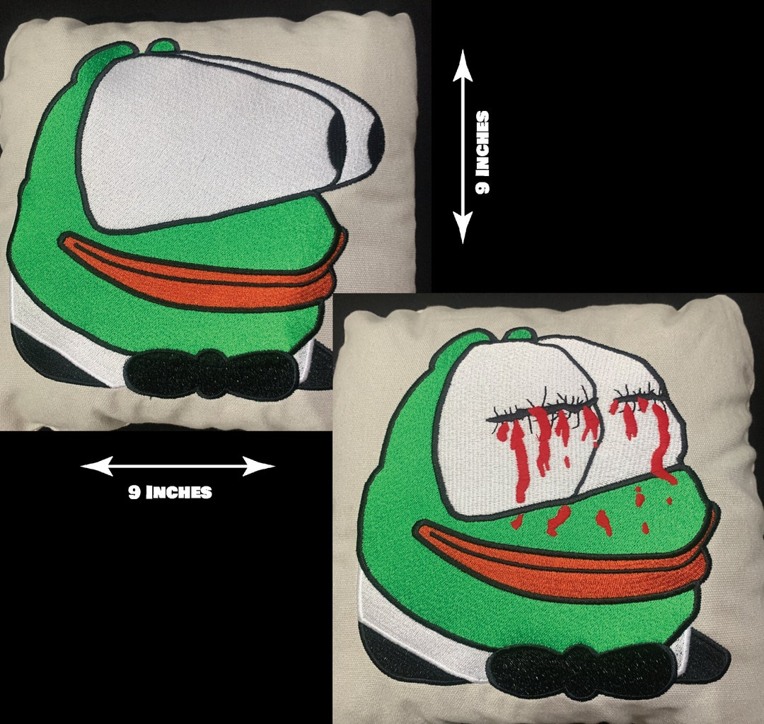 The Duality of Internet Pepe the Frog Reaction Embroidered 9 Gray Throw ...