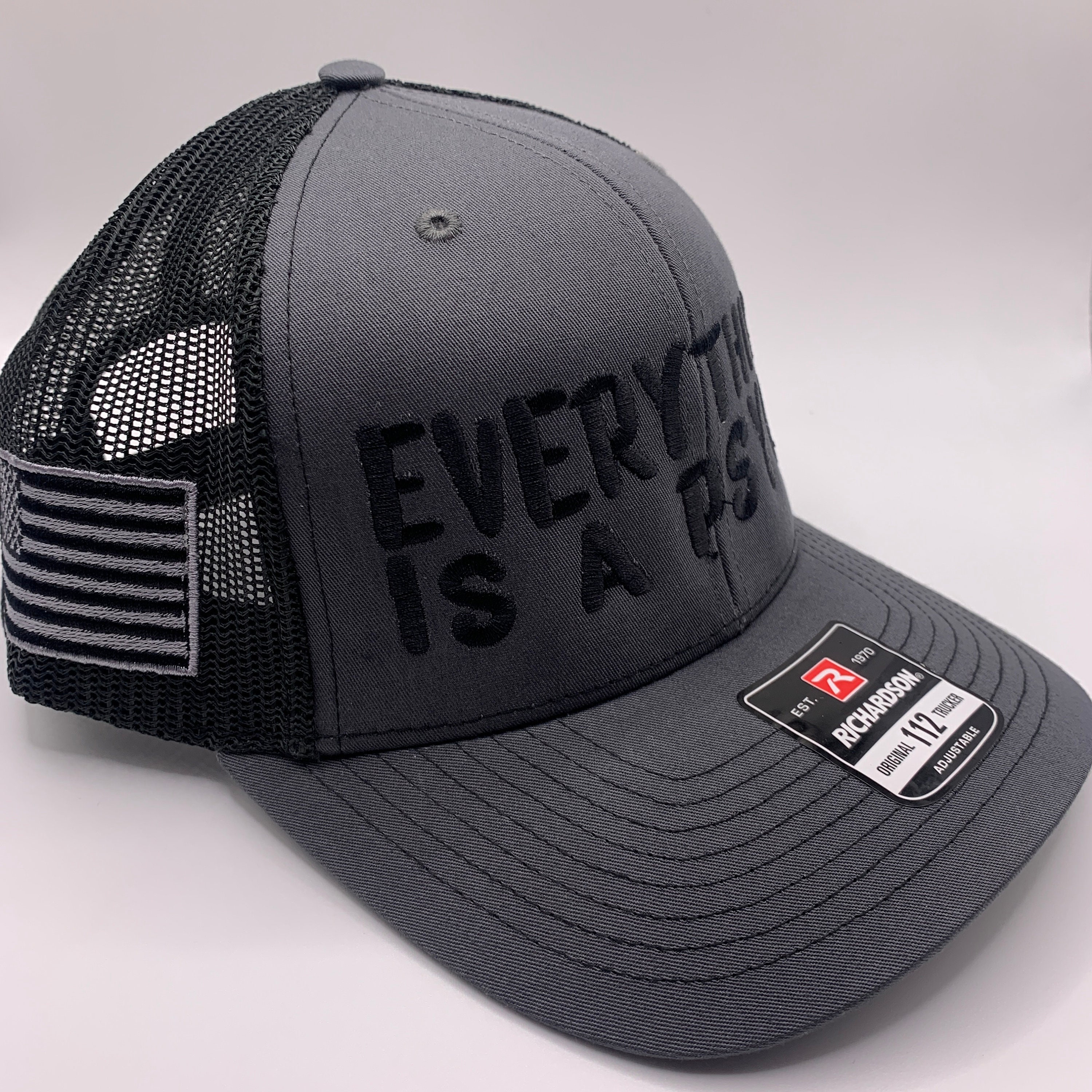 USMC Every Thing is a Psyop American Flag Grey Richardson 112 Trucker ...